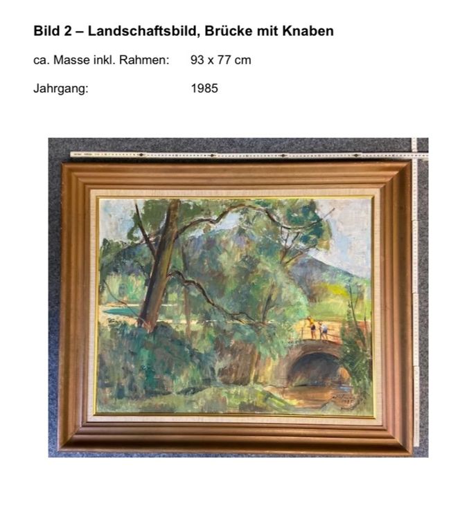 Gemälde - Max Widmer, sign./datiert 1985 - Brücke mit Knaben (Gebraucht ...