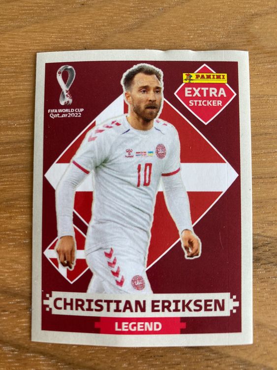 CHRISTIAN ERIKSEN Burgundrot Panini Extra Sticker WM 2022 (Neu (gemäss Beschreibung)) in Ried ...