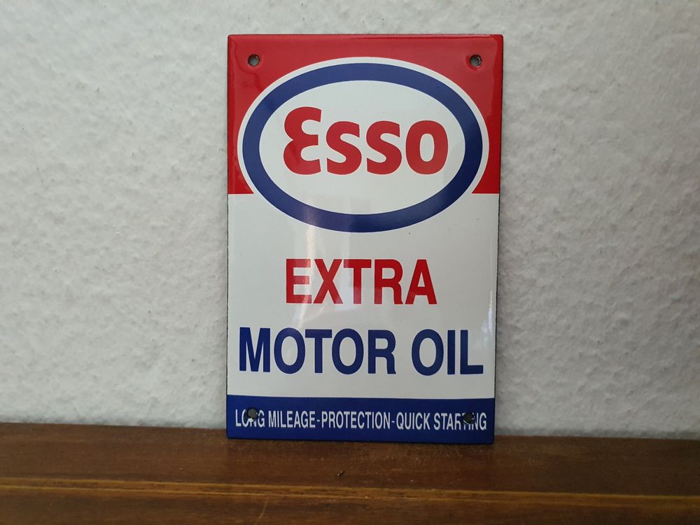 Emailschild Esso Tankstelle Tanksäule Öl Logo Emaille Schild (Neu ...