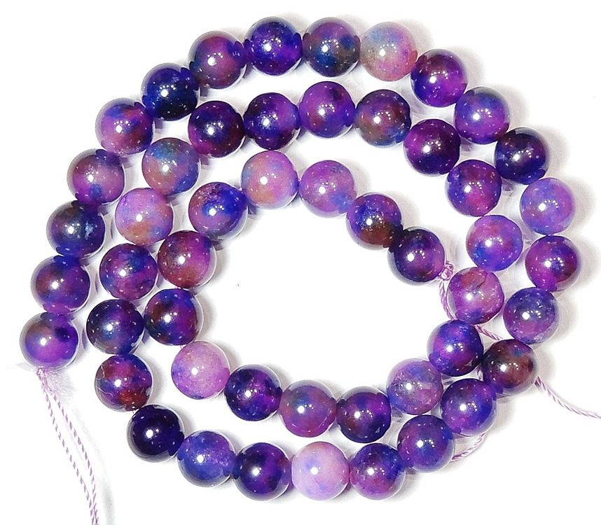1 Strang echte bunte Jade Perlen 8 mm | Kaufen auf Ricardo