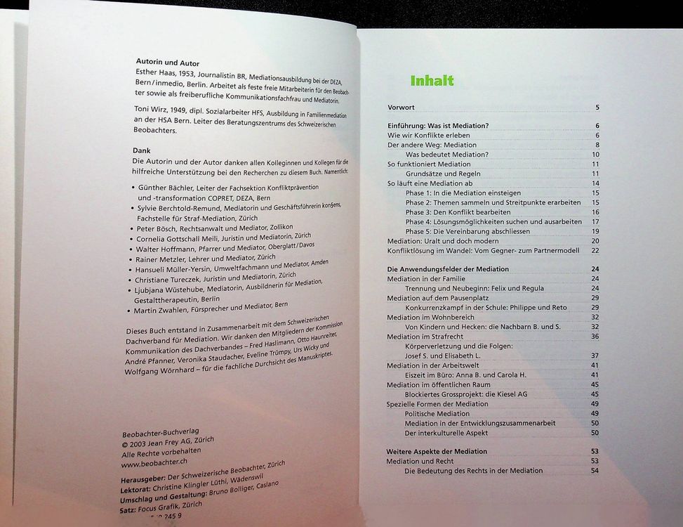Esther Haas , Toni Wirz Mediation Konflikt lösen im Dialog | Kaufen auf ...
