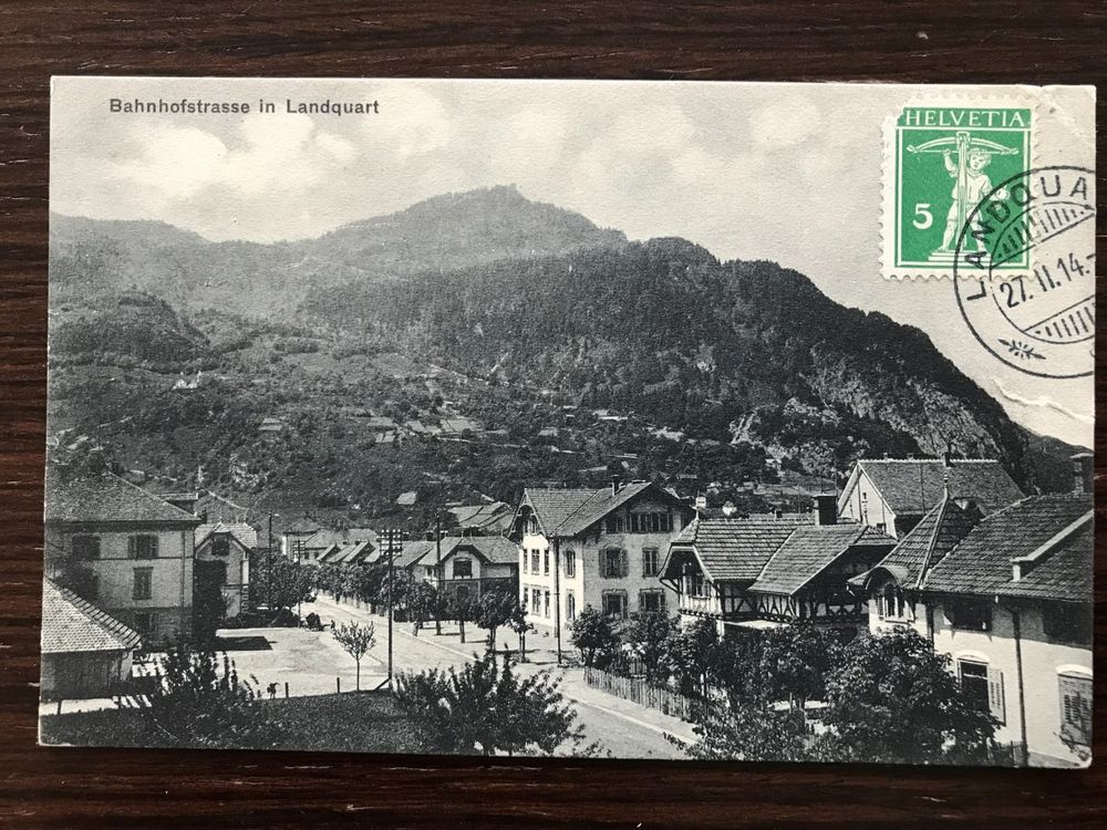 LANDQUART BAHNHOFSTRASSE Ortspartie, Teilansicht, 1914 (Gebraucht) in ...
