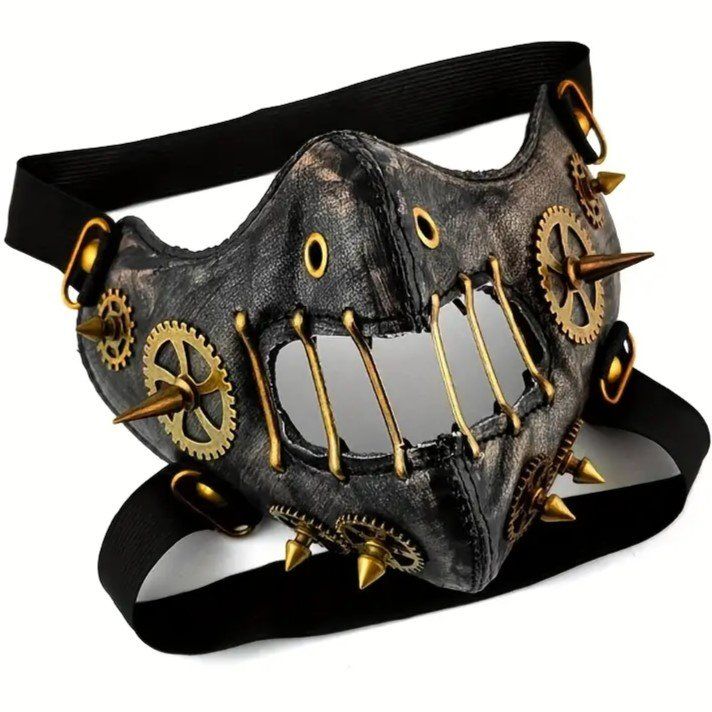😎 Coole Steampunk-Schutzmaske mit Nieten 😎 (Nuovo e nell'imballaggio ...