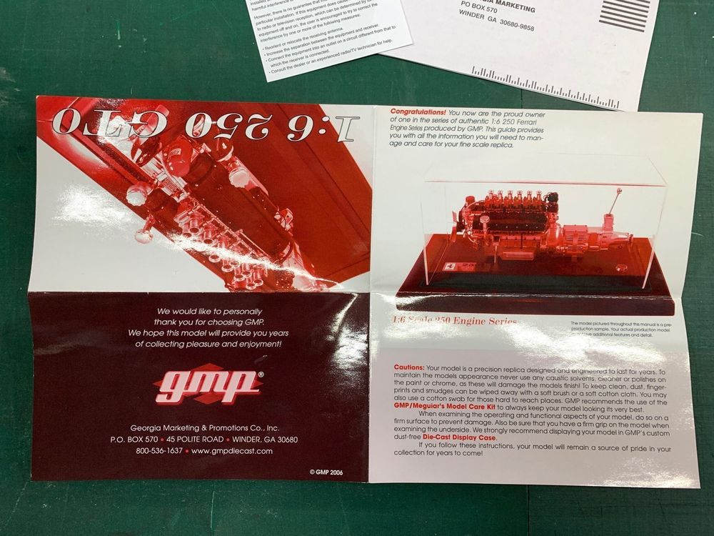 GMP Alloy Cast 1/6 Ferrari 250 GTO Engine Motor G604101 (Neu (gemäss ...