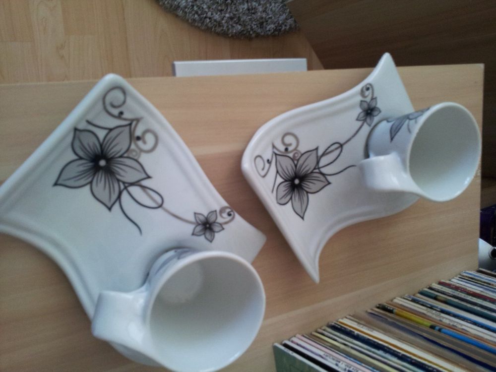 Zwei edle Porzellan Tassen mit Teller (Neu (gemäss Beschreibung)) in ...