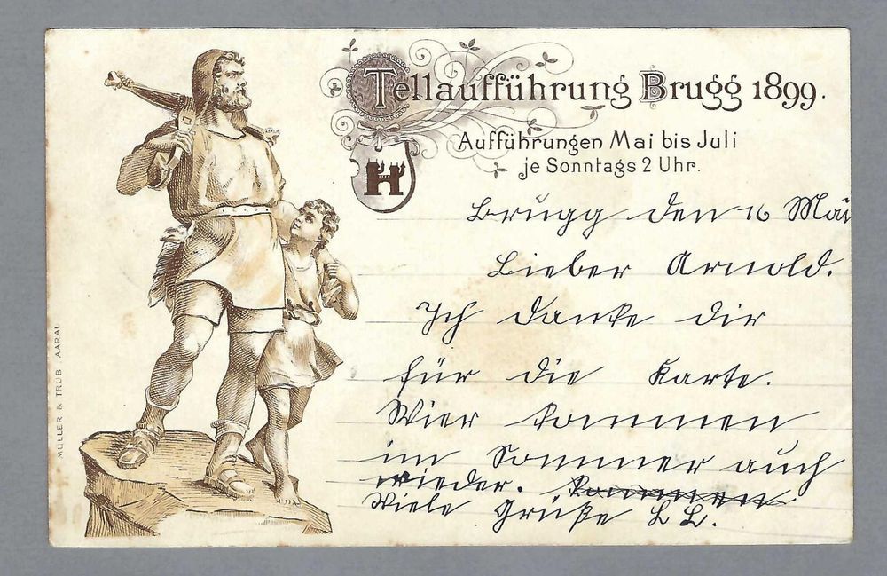 BRUGG, TELLAUFFÜHRUNG, S.SCHÖNE LITO 0 BRUGG 1899 (Gebraucht) in Pura für CHF 24 – mit Lieferung ...