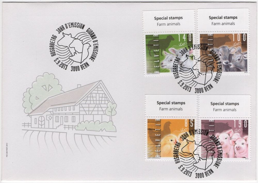Bauernhof Tiere Serie mit TAB (engl) auf illustriertem FDC (Gebraucht ...