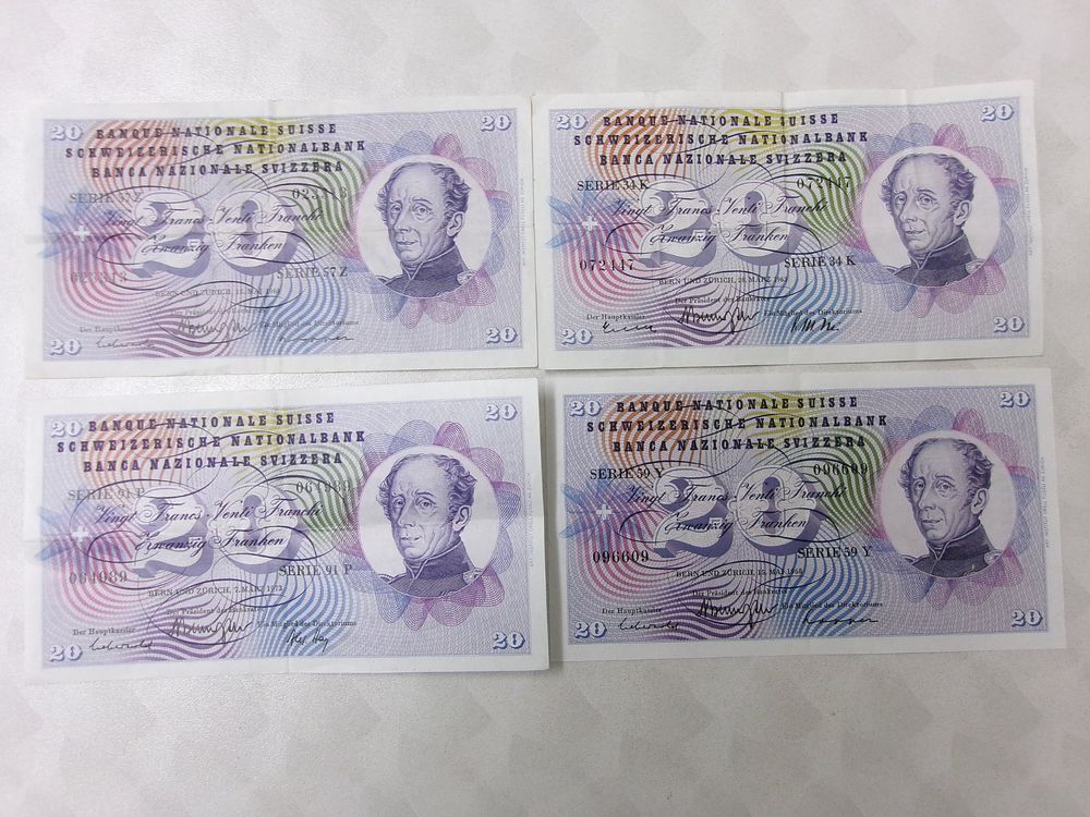 CH 20 Franken Note 1968,1968,1963,1973 (Gebraucht) in Bad Zurzach für ...