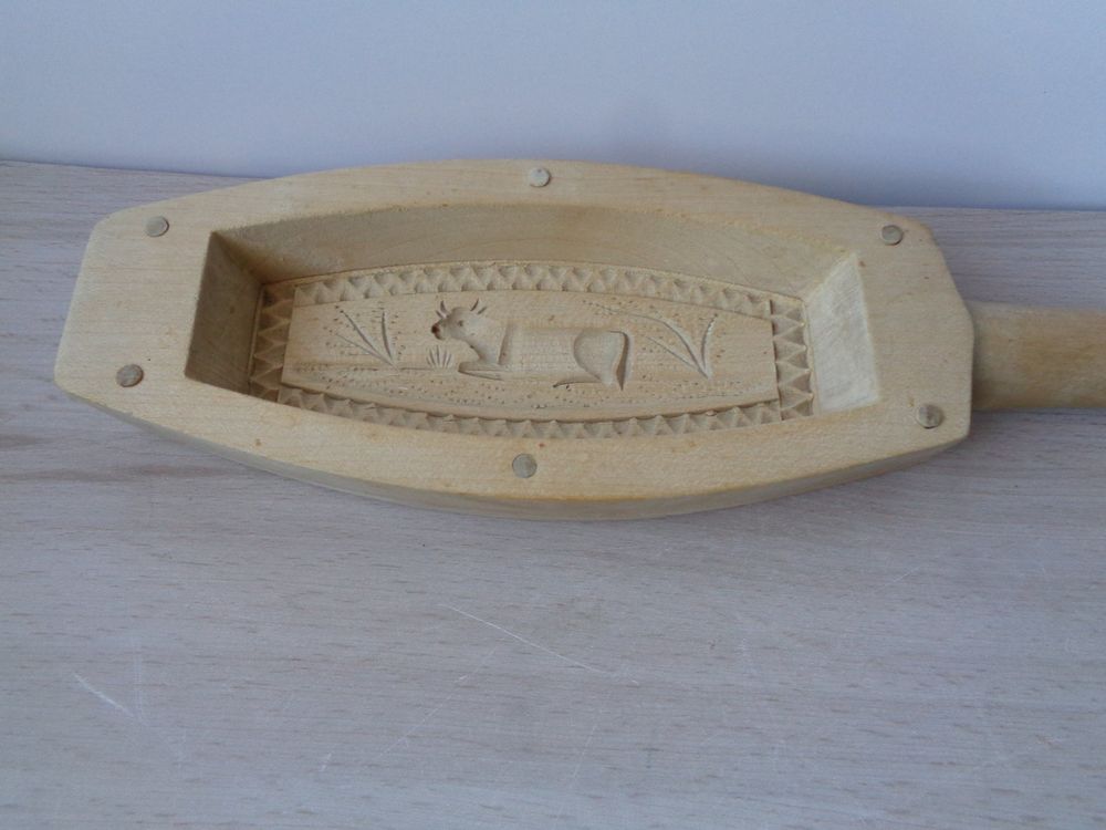 ANTIK BUTTERMODEL BUTTERFORM HOLZ GESCHNITZT KUH LIEGEND RAR (Gebraucht ...