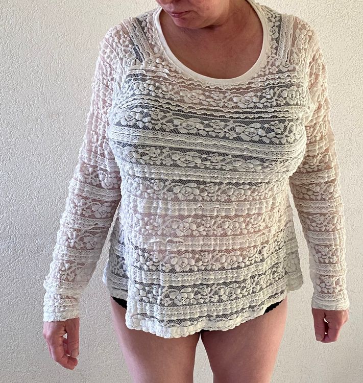 Top weiss Spitze 40 YESSICA Langarm transparent sexy (Nr.14) (Gebraucht) in Oftringen für CHF 10 ...