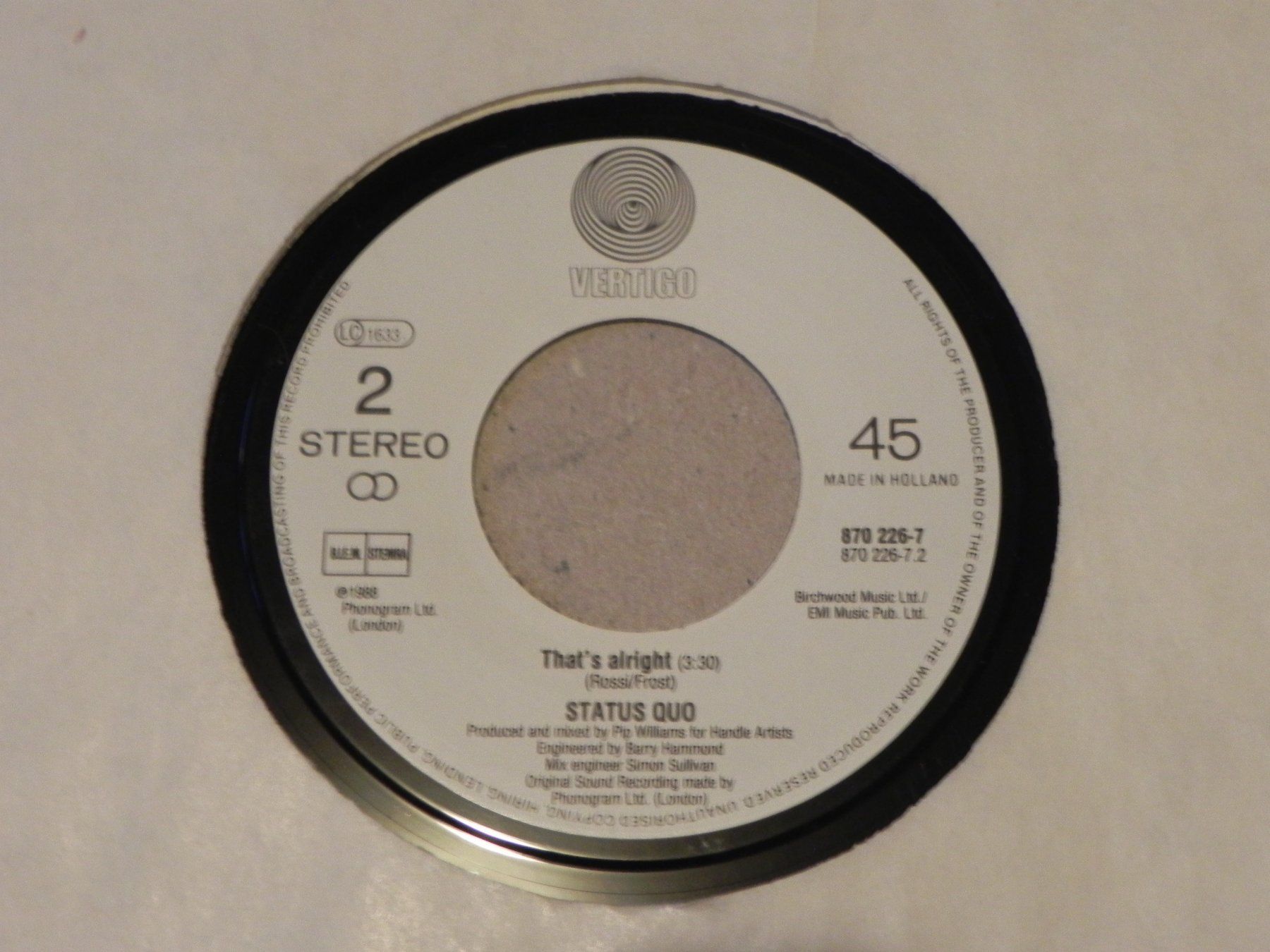 Single brit. Rock Hardrock Band Status Quo 1988 Complaining (Gebraucht ...