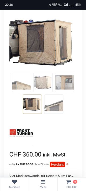 Front Runner easy out Vorzelt 2.5m (Gebraucht) in Tägerwilen für CHF ...