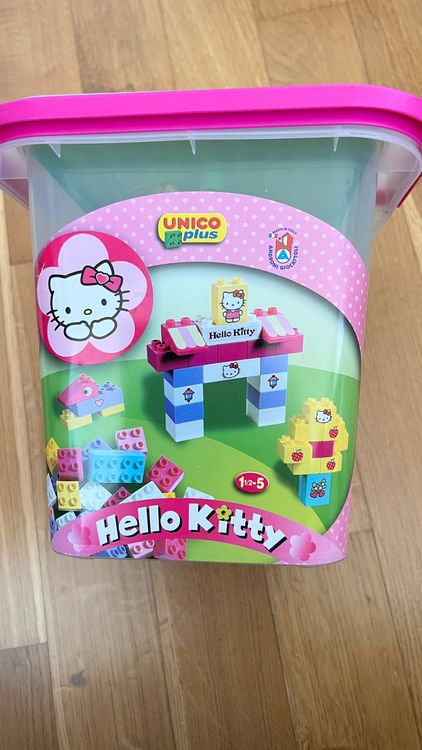 Unico Hello Kitty Eimer ( wie Duplo) mit 56 Bausteine (Gebraucht) in ...