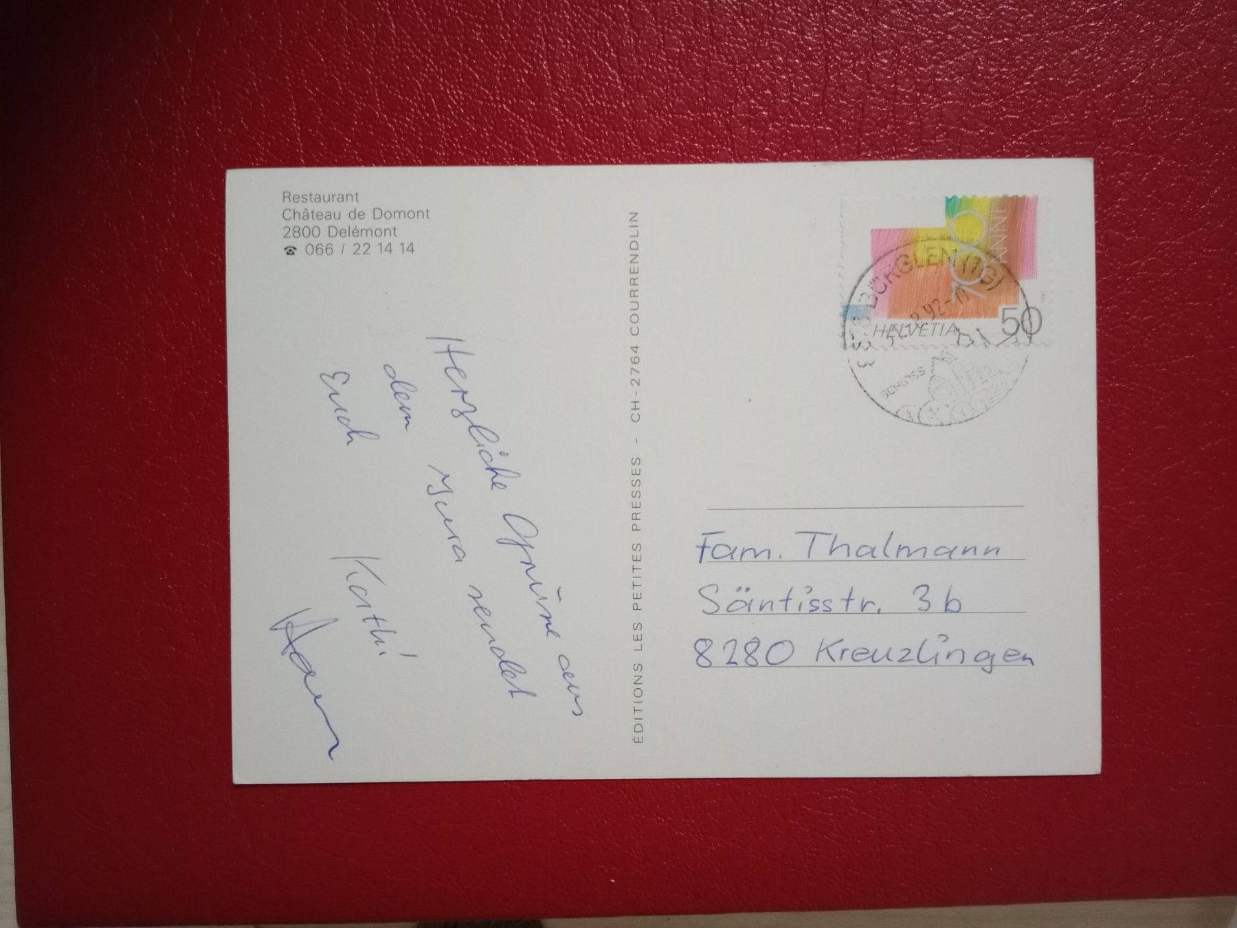 Delemont Jura Restaurant Chateau de Domont mehrbildrig 1992 (Gebraucht ...