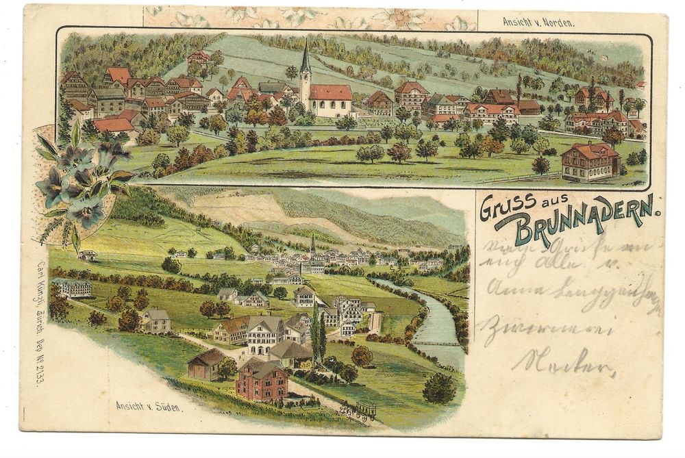 Gruss aus Brunnadern (SG) Toggenburg - Litho - Necker 1899 ! (Gebraucht) in Engelburg für CHF 29 ...