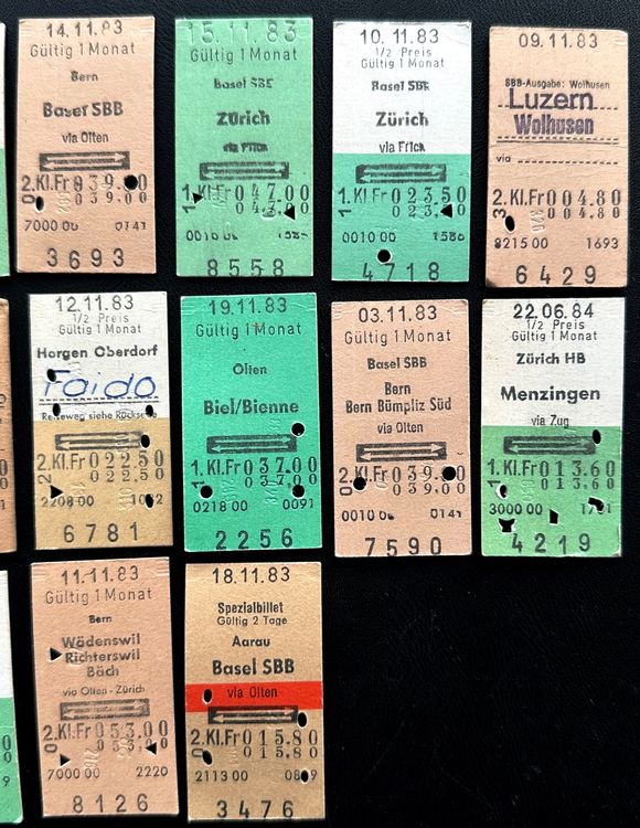 19 Top Billette, SBB, Tickets Edmondsche Kartonbillette (Gebraucht) in ...
