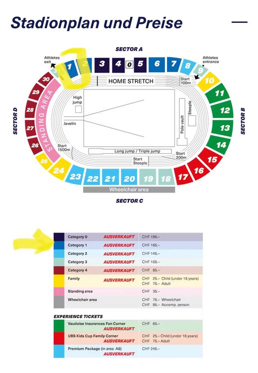 2x Sitzplatz Block1 - Weltklasse Zürich 31.8.23 Letzigrund (Neu (gemäss ...