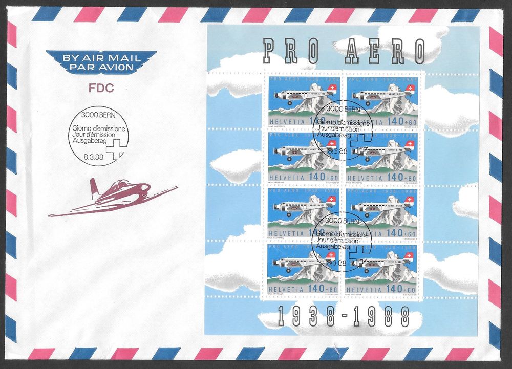 FDC Kleinbogen F49 Pro Aero ET Bern 8.3.1988 (Neu (gemäss Beschreibung)) in Olten für CHF 15 ...