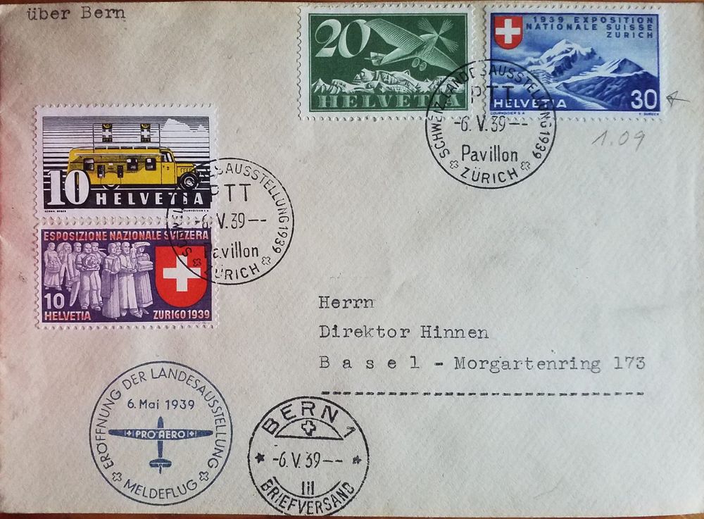 B86) 1939 seltener Flugbrief, mit Abart (Gebraucht) in Baden für CHF 3 – mit Lieferung auf ...