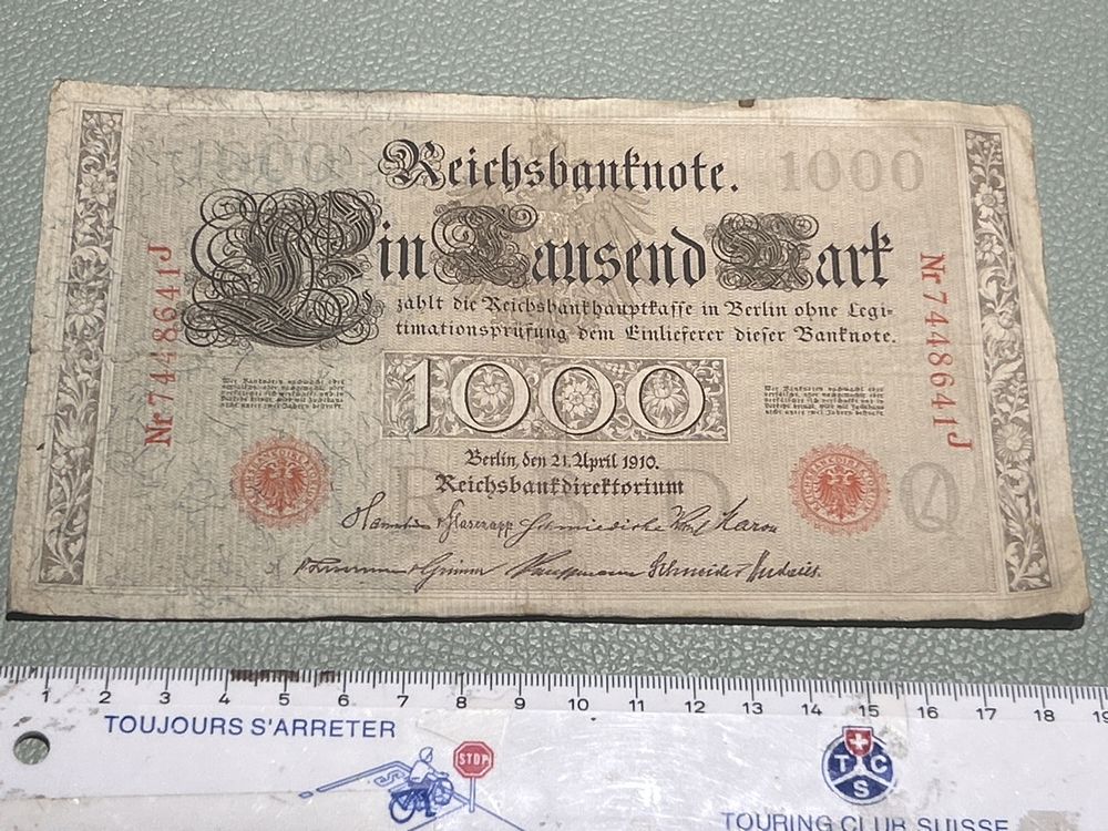 Billet 1000 Mark 21 Avril 1910 Allemagne Reichsbanknote (D'occasion) à Delémont pour CHF 2 ...