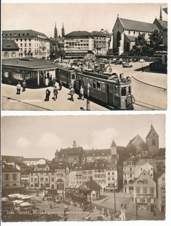 2 Ansichtskarten Basel Barfüsserplatz Tram Strassenbahn BStB (Gebraucht) in Felben-Wellhausen ...