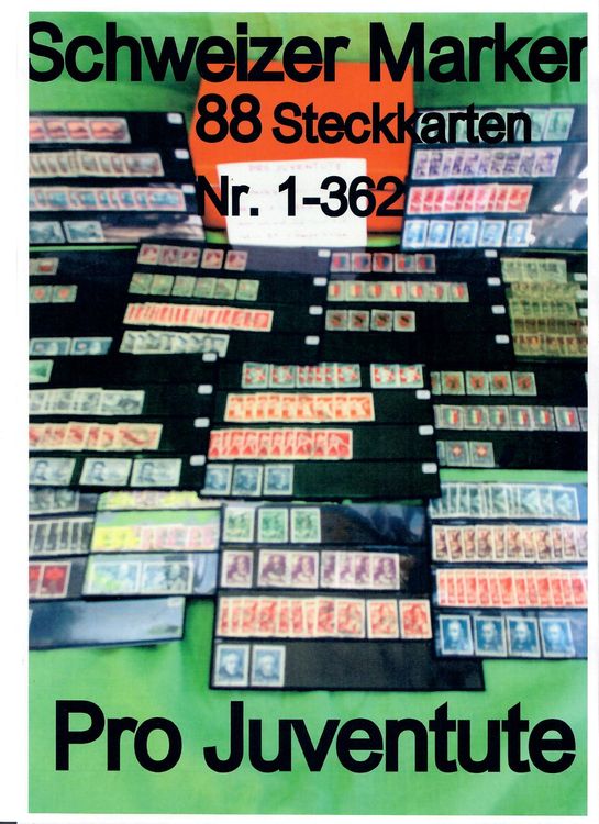 Pro Juventute ab. Nr.1- 362 auf 88 Steckkarten auch E.T.+G.Z (Gebraucht) in Bützberg für CHF 102 ...