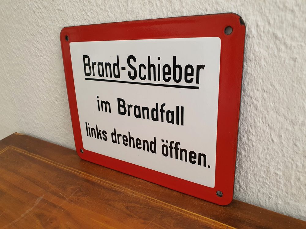 Emailschild Brand Schieber Brandfall Emaille Schild Fabrik (Neu (gemäss ...