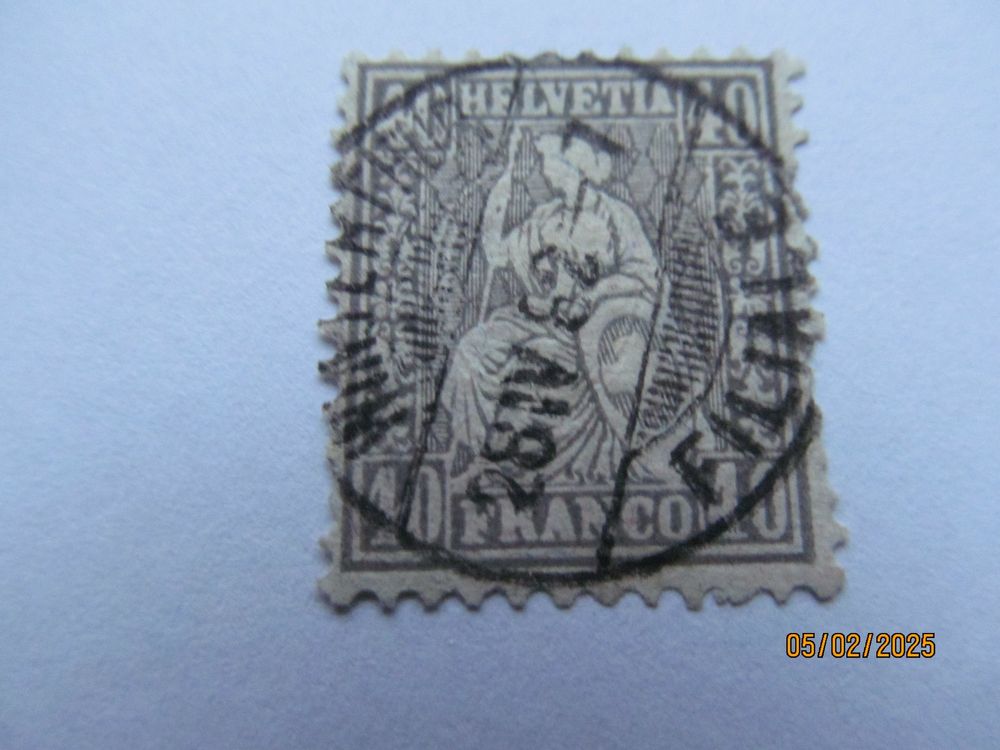 Sitzende Helvetia gezähnt 40 Rp. 1862-1883 (Gebraucht) in Hergiswil NW für CHF 85 – mit ...