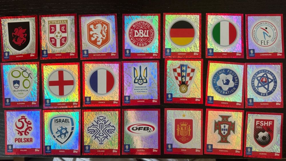 Topps Euro 2024 21x Wappen, ITA NED ENG FRA ESP POR etc. (Neu (gemäss Beschreibung)) in Binz für ...
