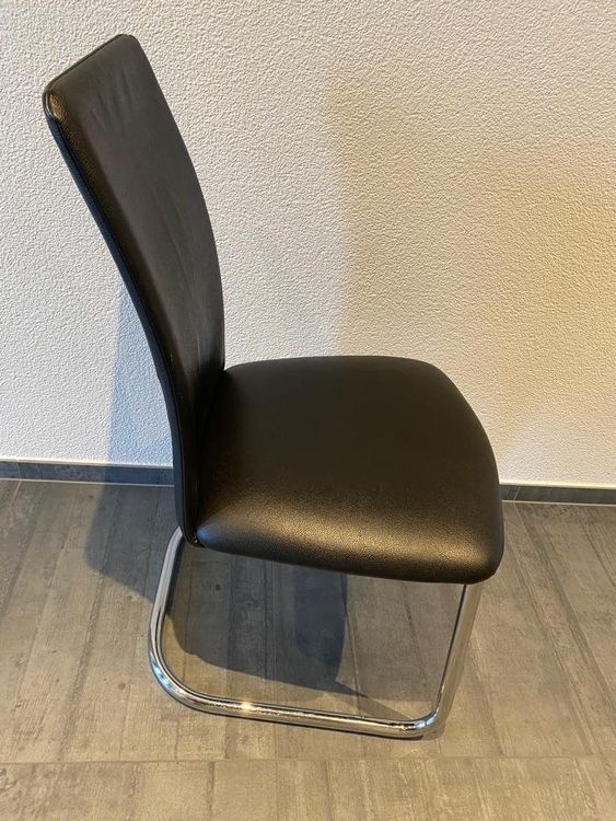 Esszimmer-Stühle Freischwinger Chrom Leder (schwarz) 6 Stk. (Gebraucht) in Villigen für CHF 186 ...