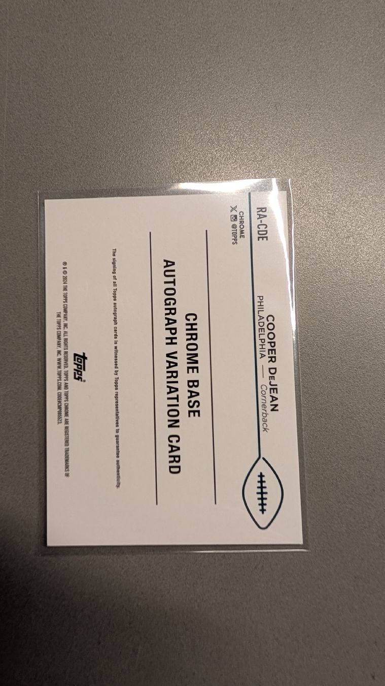 2024 Topps Chrome Cooper DeJean ROOKIE AUTO Green /99 (Neu (gemäss ...