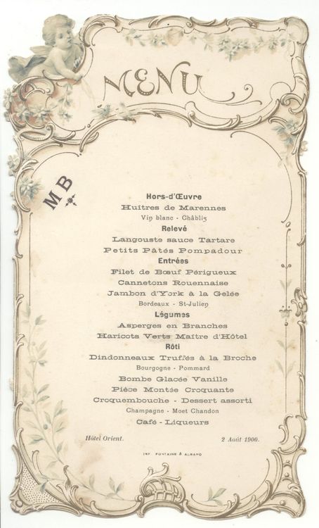 Menu-/Speisekarte Jugendstil von 1900 (Gebraucht) in Biel/Bienne für ...