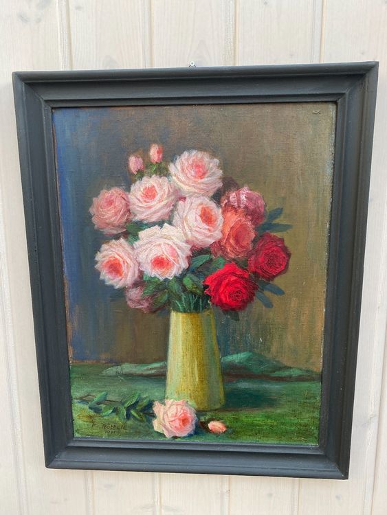 Stilleben Gemälde mit Rosen Signiert 1925 | Kaufen auf Ricardo
