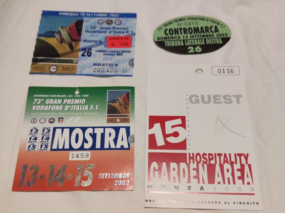 Ticket GP Monza F1 2002 domenica 15 settembre (Gebraucht) in für CHF 9 ...