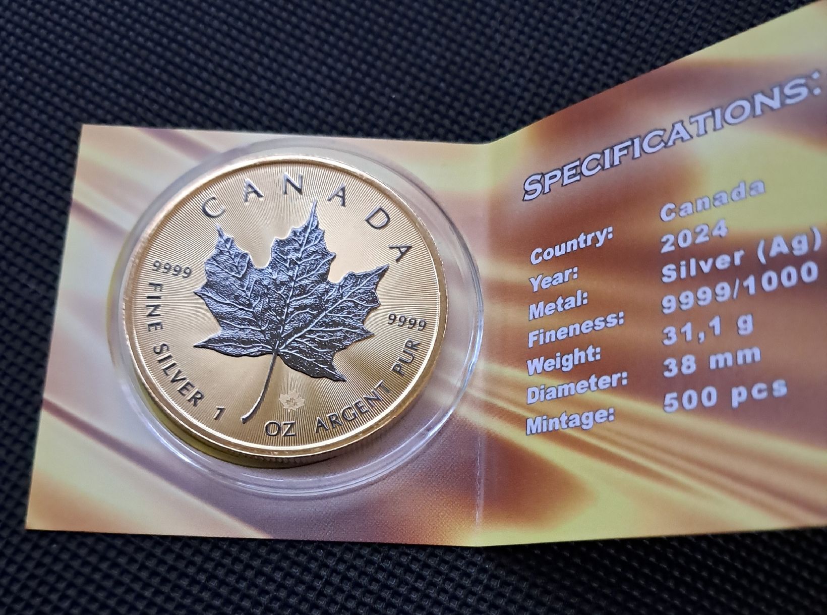 1 OZ Silber Maple Leaf mit Goldveredlung : Auflage: 500 STK (Neu und ...