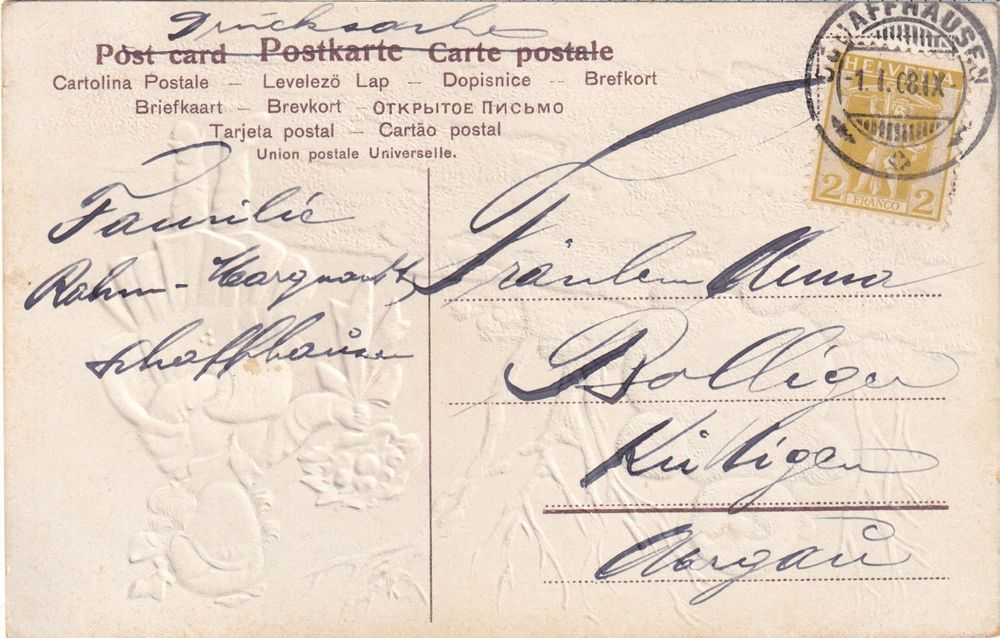 Glückwunsch, Neujahr (Prägedruck-Litho) /ao (Gebraucht) in Hombrechtikon für CHF 2.5 – mit ...