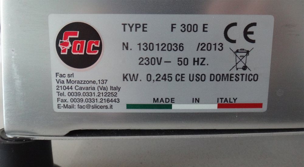 FAC Fleischschneidemaschine F300E 300mm | Kaufen auf Ricardo