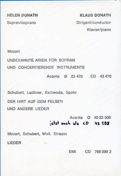 Helen Donath (Opernsängerin, Sopran) und Hans Donath (Gebraucht) in ...