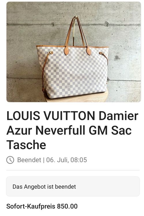 LOUIS VUITTON Damier Azur Neverfull GM Sac Tasche (Gebraucht) in ...