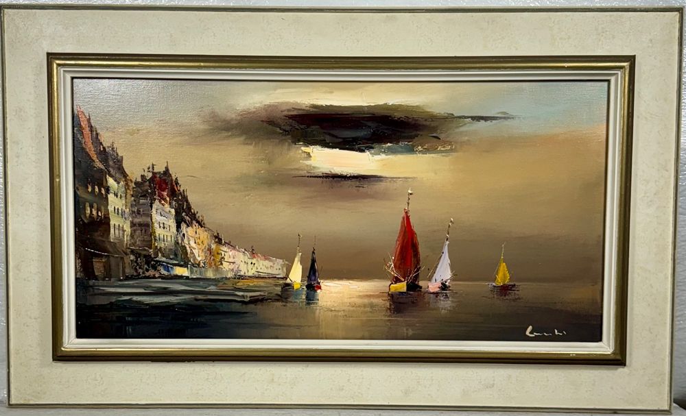 Ölgemälde mit Schiffen im Mondschein Unleserlich Signiert (Gebraucht) in Root für CHF 65 – mit ...