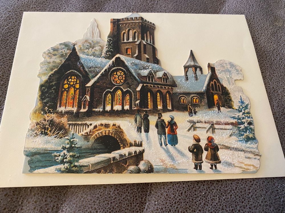 Nostalgische Weihnachtskarte Kirche mit Schnee | Kaufen auf Ricardo