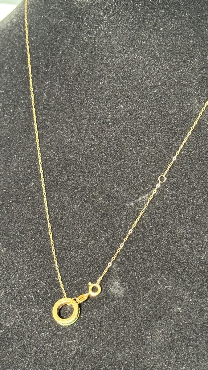 Goldkette 750 mit Email Ring Grün , neuwertig 18K (Neu und ...