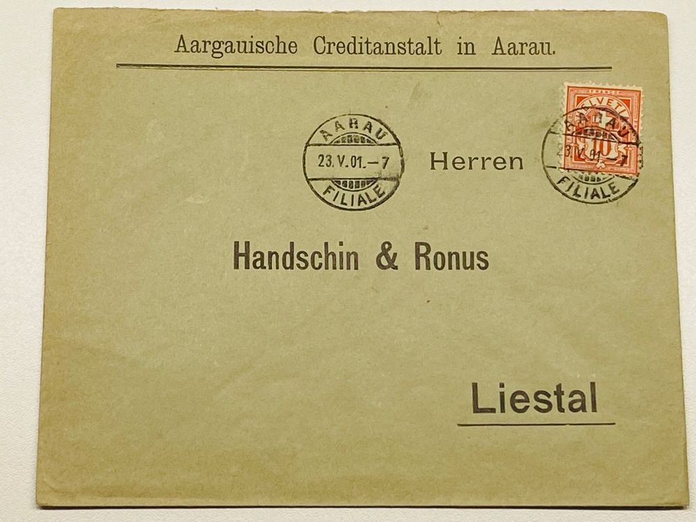 1901 Vordruck Umschlag HANDSCHIN & RONUS LIESTAL ab AARAU (Gebraucht ...