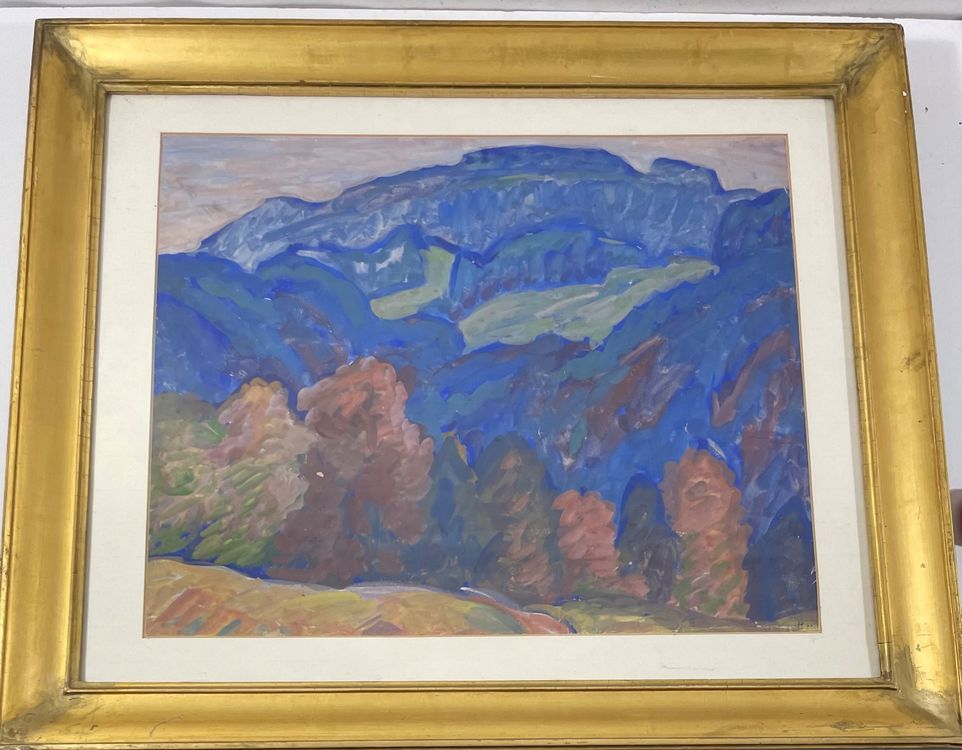Heinrich Herzig (1887-1964) grosses Gouache - Berglandschaft (Gebraucht) in Root für CHF 59 ...
