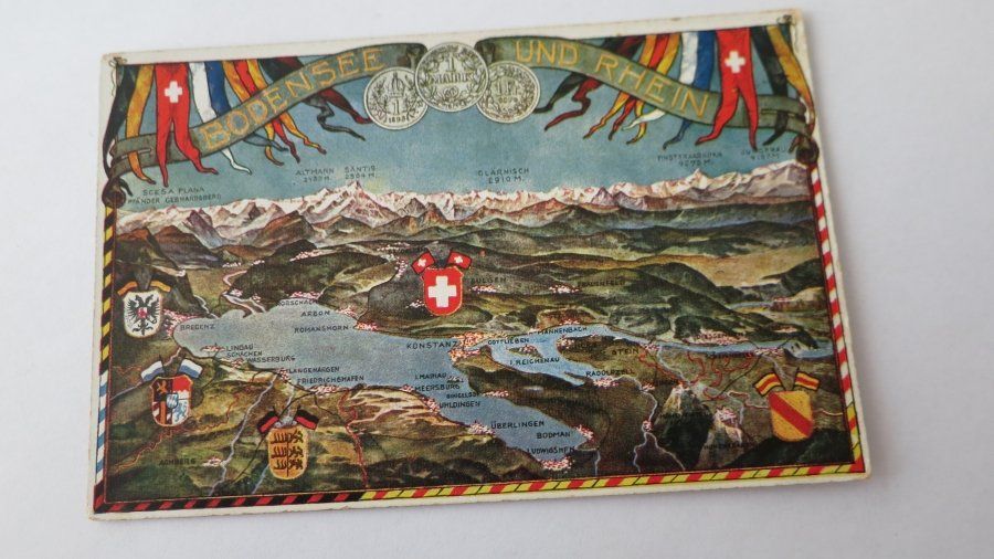 Bodensee und Rhein - Relief Karte - um ca. 1920 | Kaufen auf Ricardo