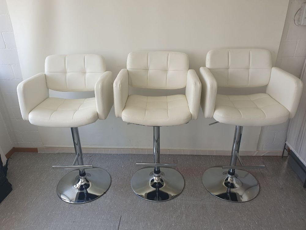 Barhocker höheverstellbar Weiss Kunstleder 3er Set L 1274 | Kaufen auf ...