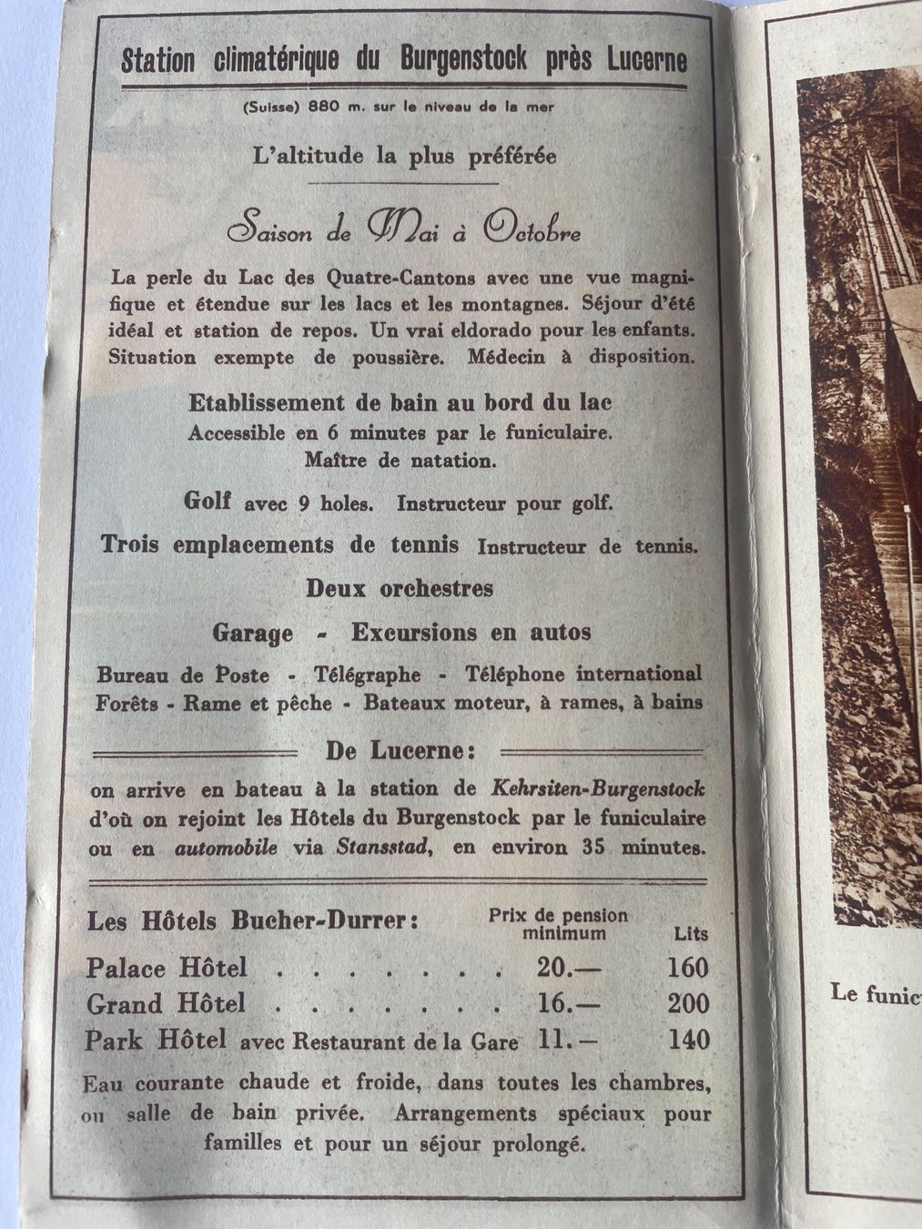 Ancien prospectus colorisé Bürgenstock 1950 Palace Hôtel (D'occasion) à ...