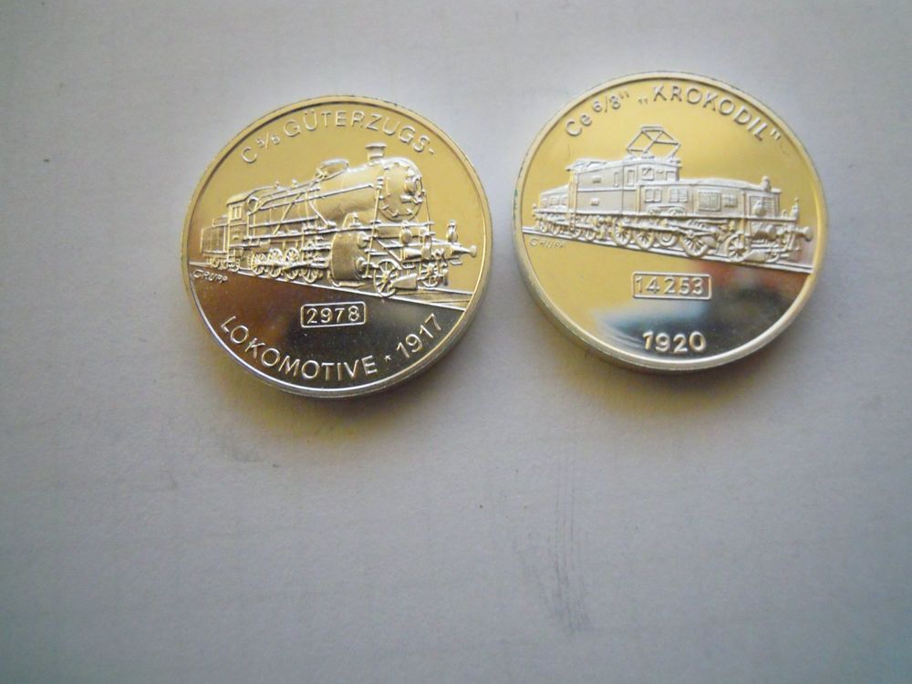 1977 2 Medaillen 75 Jahre Schw.Eisenbahnen silber je 6 gr. | Kaufen auf Ricardo