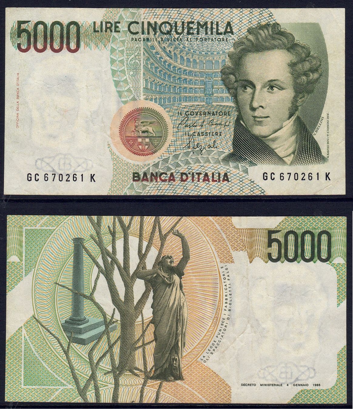 Billet Italien de 5000 lire neuf de 1985 (D'occasion) à La Tour-de ...