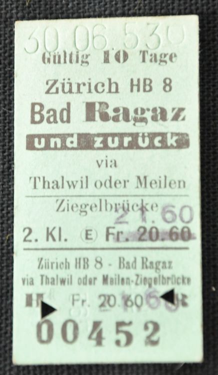 Bahn-Billete SBB, 5 Stück, über 70 Jahre alt, in top Zustand (Gebraucht) in Muttenz für CHF 23 ...